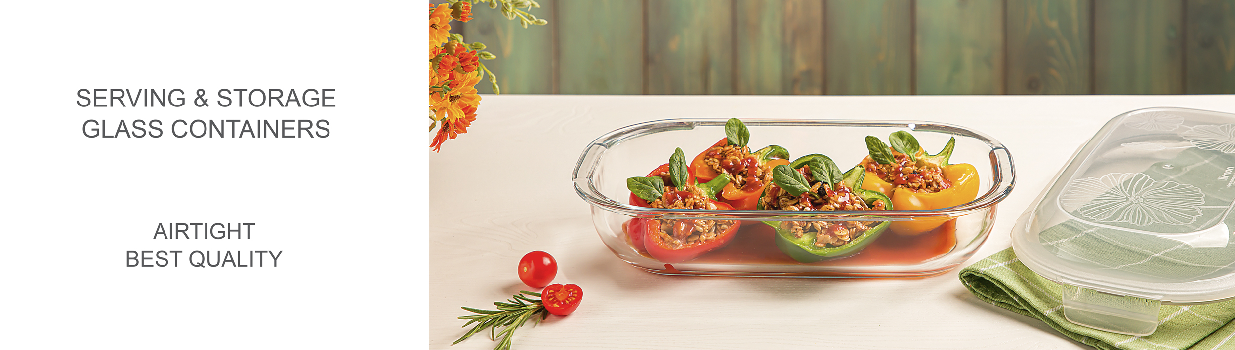 OVAL GLASS CONTAINER-serving & storage 2.2 L